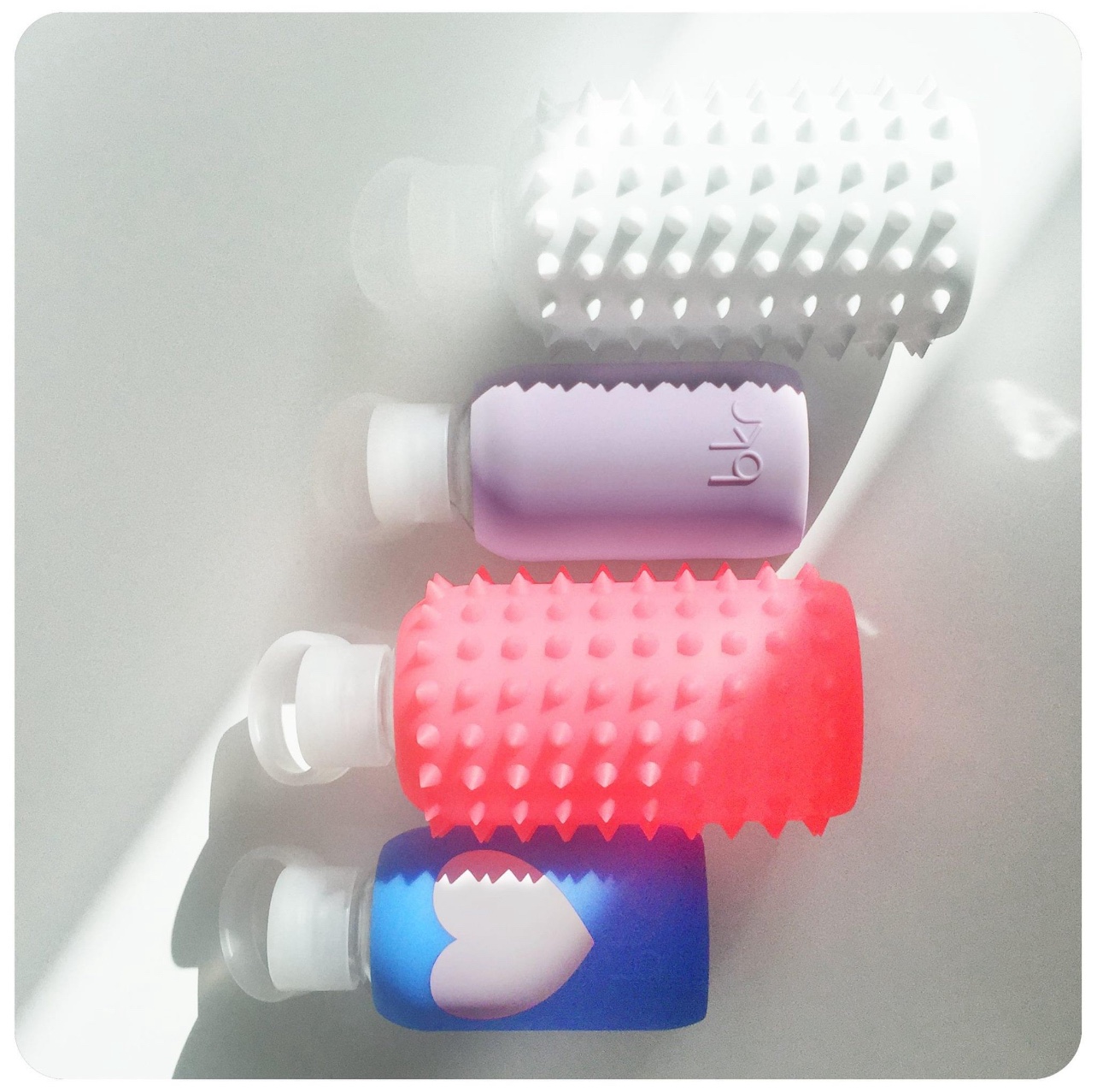 Romeo Heart • Sheer periwinkle blue with a pink heart – the bkr archives