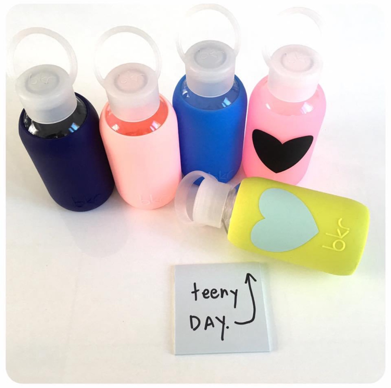 Gigi Heart • Opaque lime yellow with a mint heart – the bkr archives